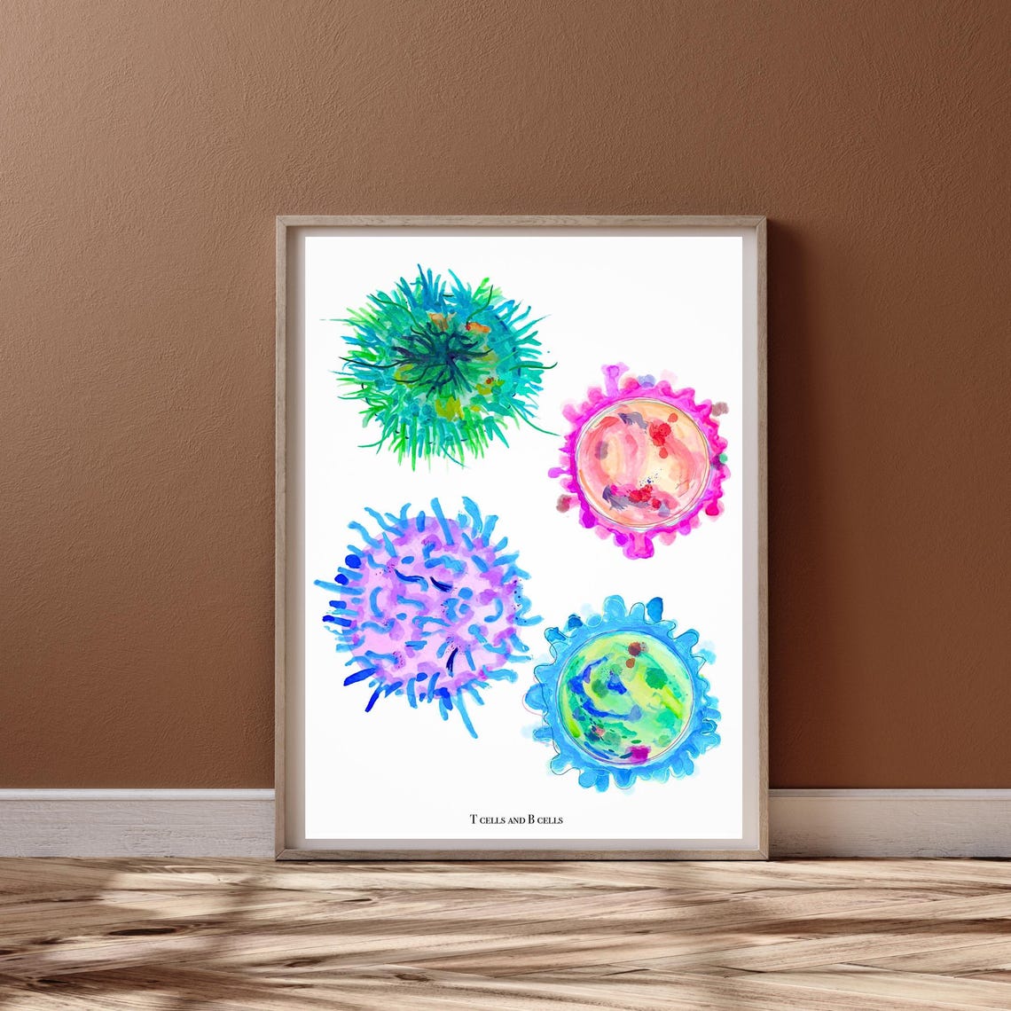 Lymphocytes Immune Cells Art Print Immunology Molecular Biology Wall ...