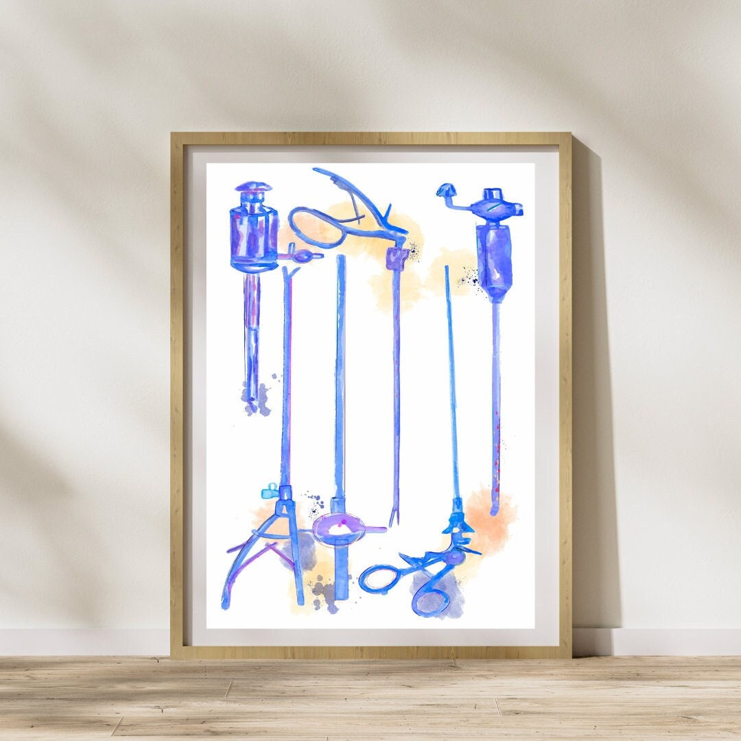 Laparoscopy Instruments Art Print, General Surgery Gifts, Surgical ...