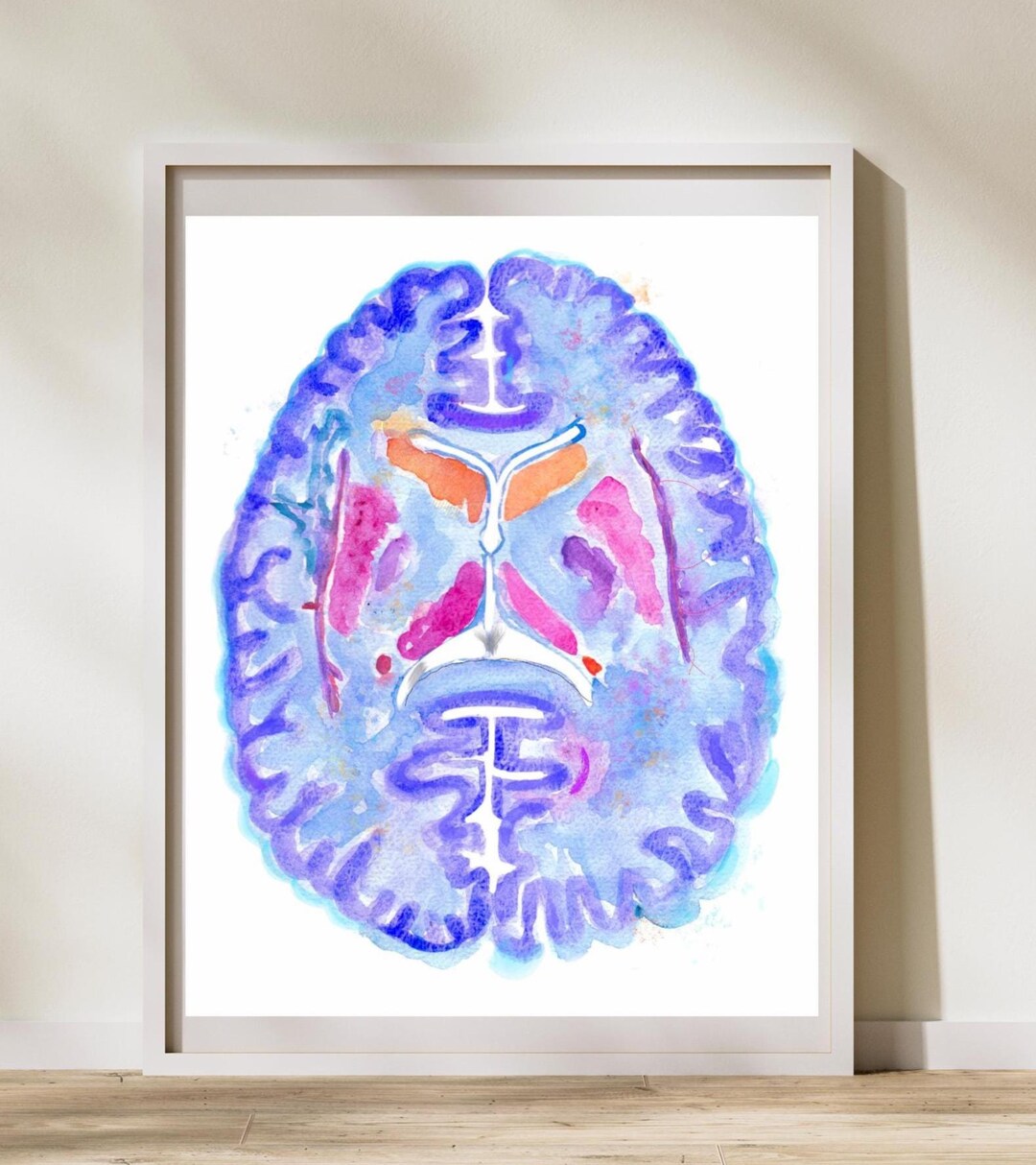 Brain Anatomy Transverse Section Watercolor Print, Neurology Art ...