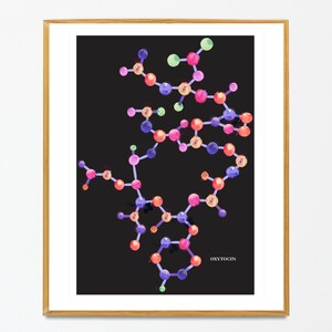 Oxytocin Art Print, Oxytocin Molecule Art, Oxytocin Hormone Art ...