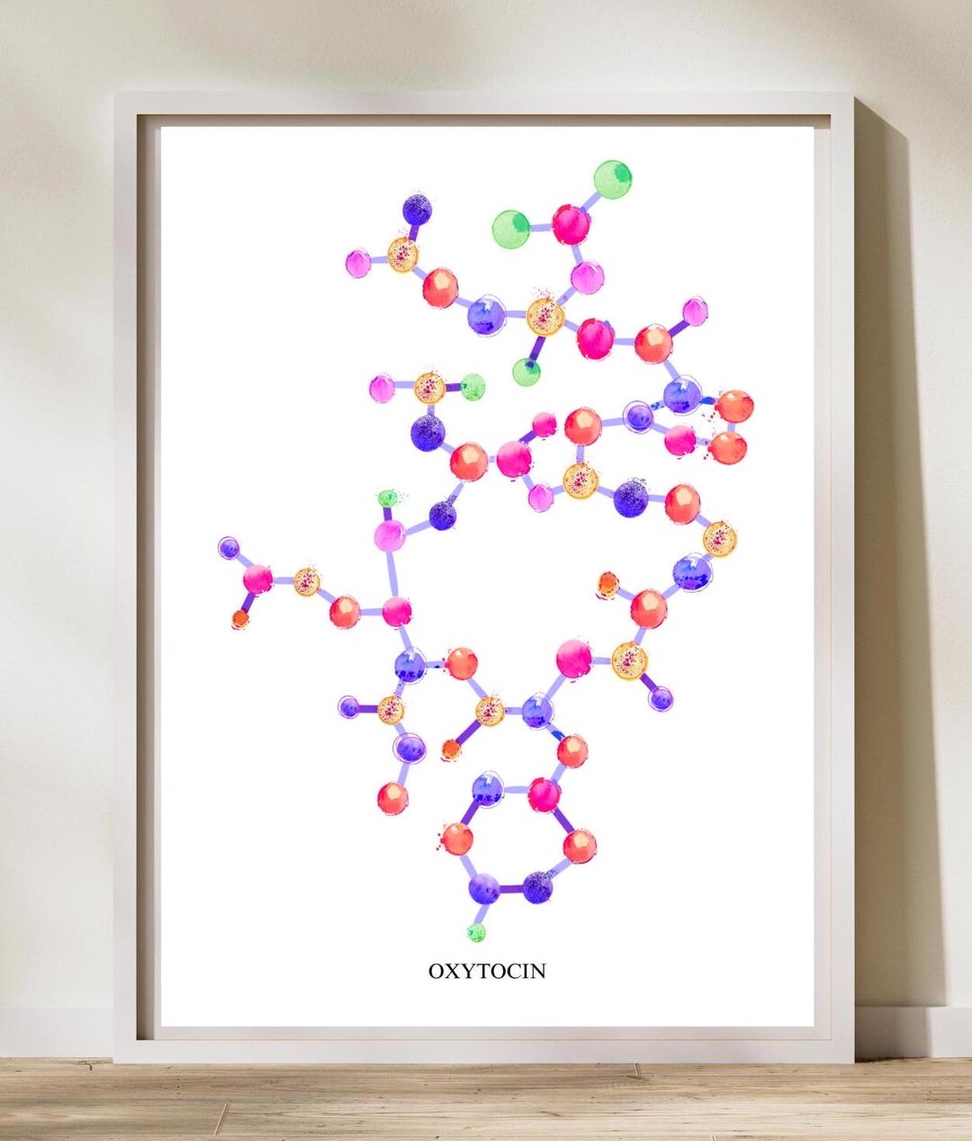 Oxytocin Art Print, Oxytocin Molecule Art, Oxytocin Hormone Art ...