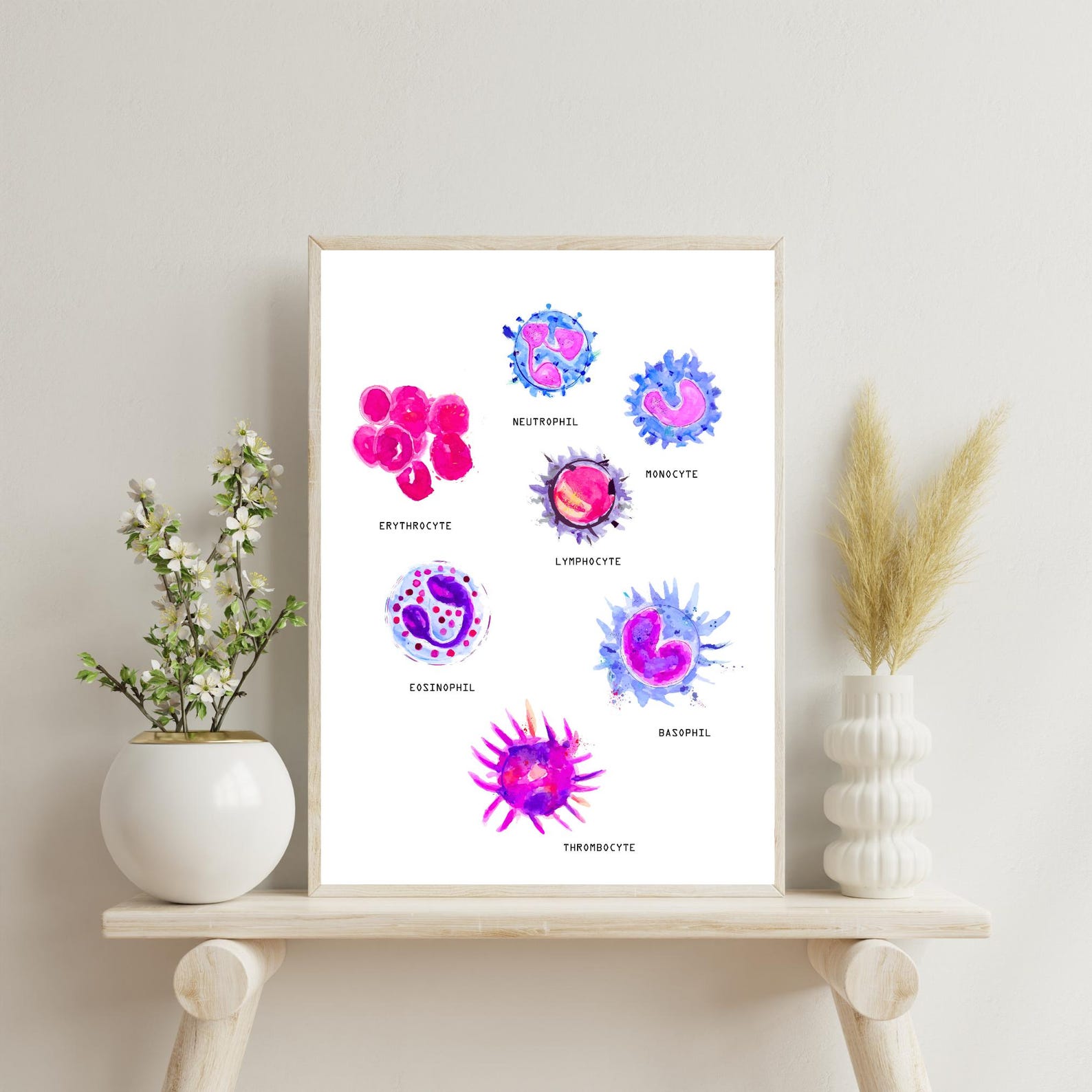 Hematology Art, Blood Cell Art, Laboratory Art, Hematologist Gift ...