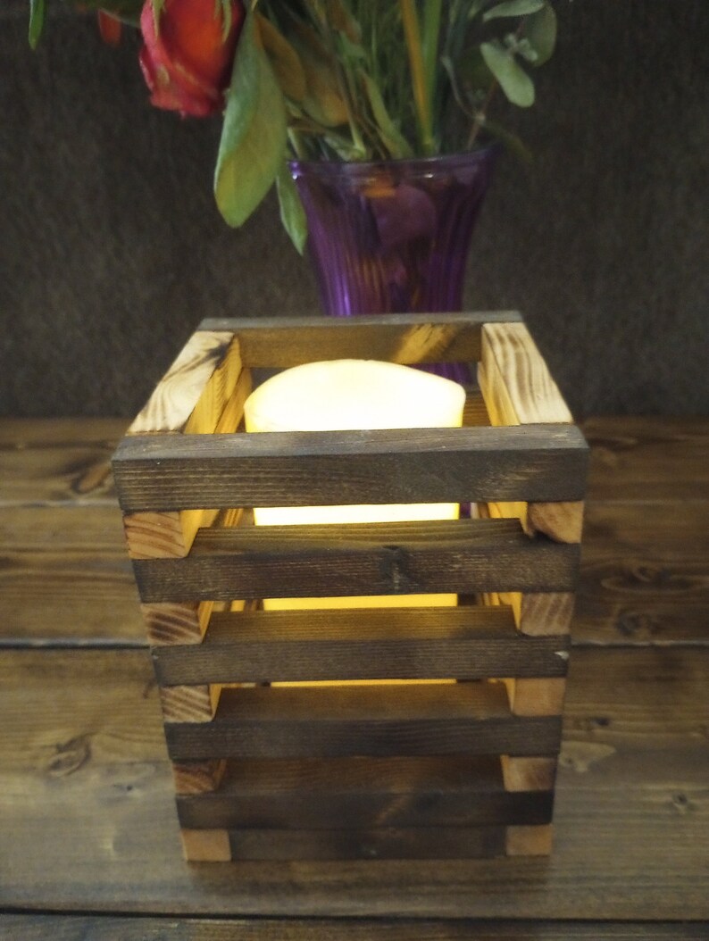 LED Candle Holder 3 Piece Set Wood Rustic - Etsy