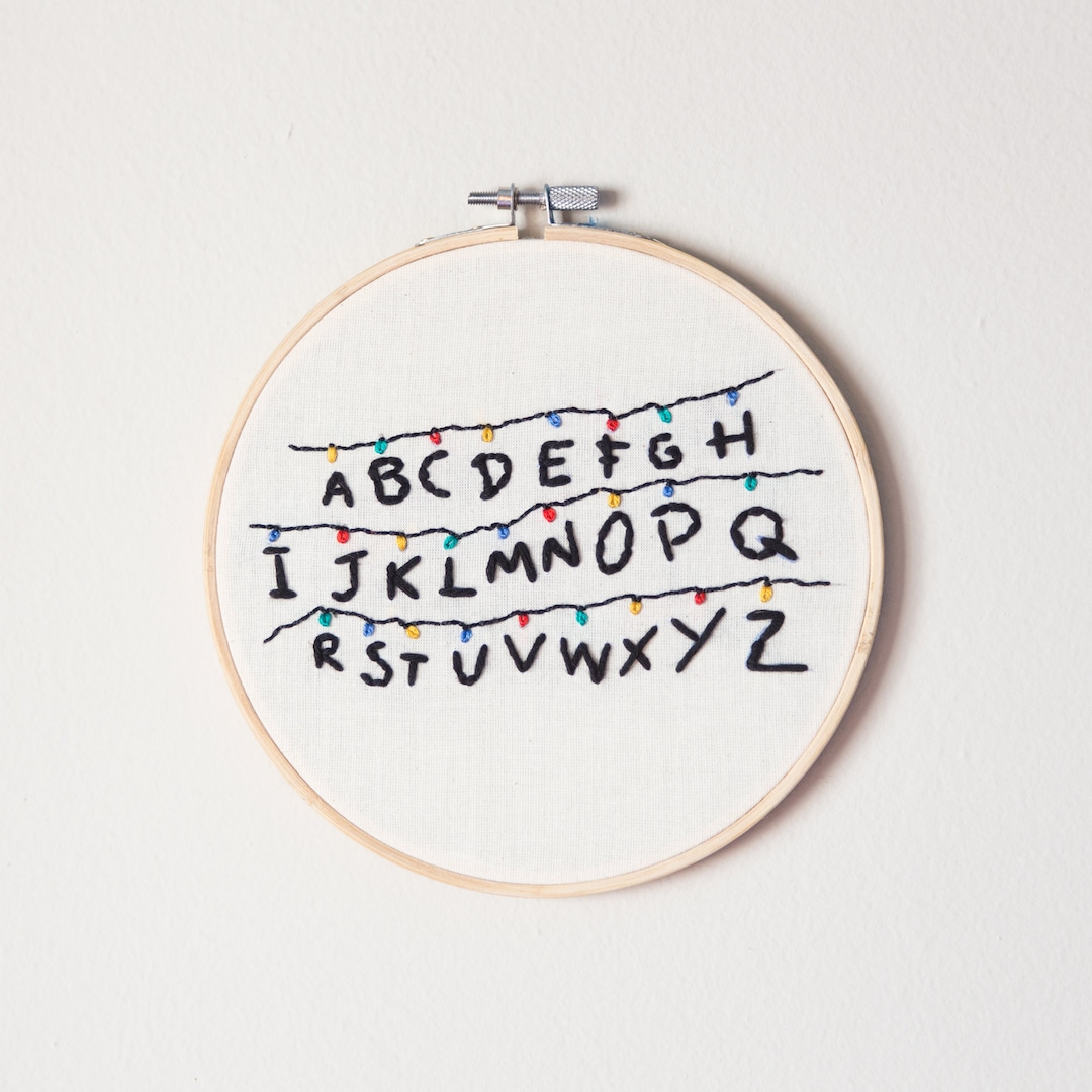 Hand Embroidered Stranger Things Hoop (lights & Abc) - Etsy