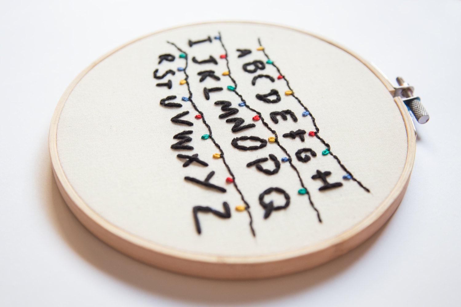 Hand Embroidered Stranger Things Hoop (lights & Abc) - Etsy