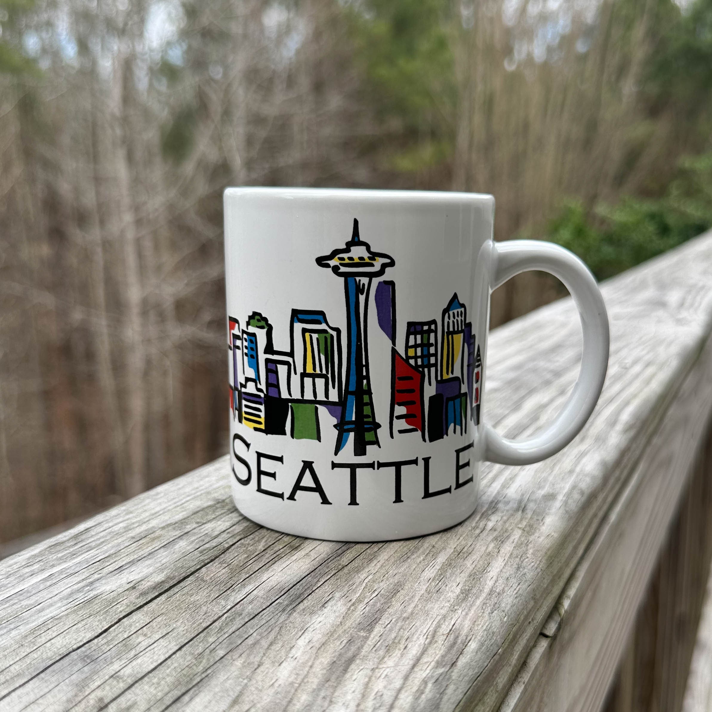 Seattle Washington Mug Space Needle Cityscape Colorful Souvenir Ceramic ...