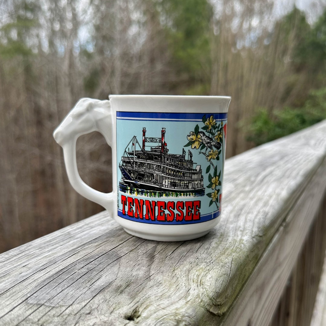 Vintage Tennessee State Ceramic Mug, Dogwood, State Flower, State Flag ...