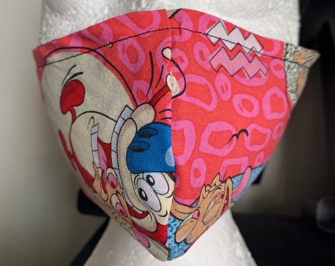 Ren and Stimpy Reversible Blue Face Mask/covering With Adjustable ...