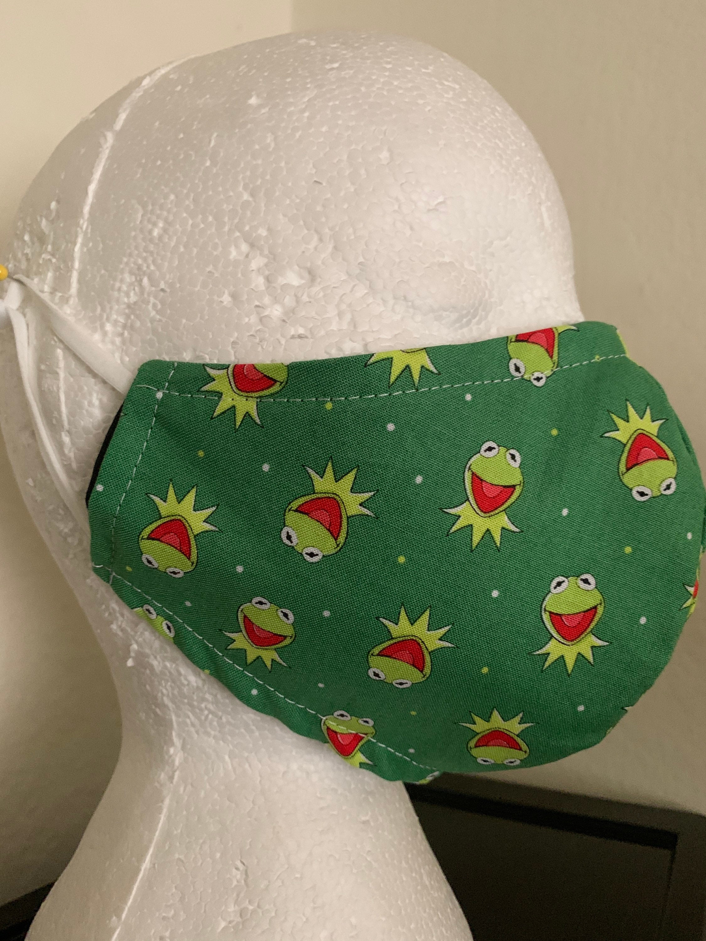 The Muppets Kermit Green and Black Reversible Face Mask & Covering With ...