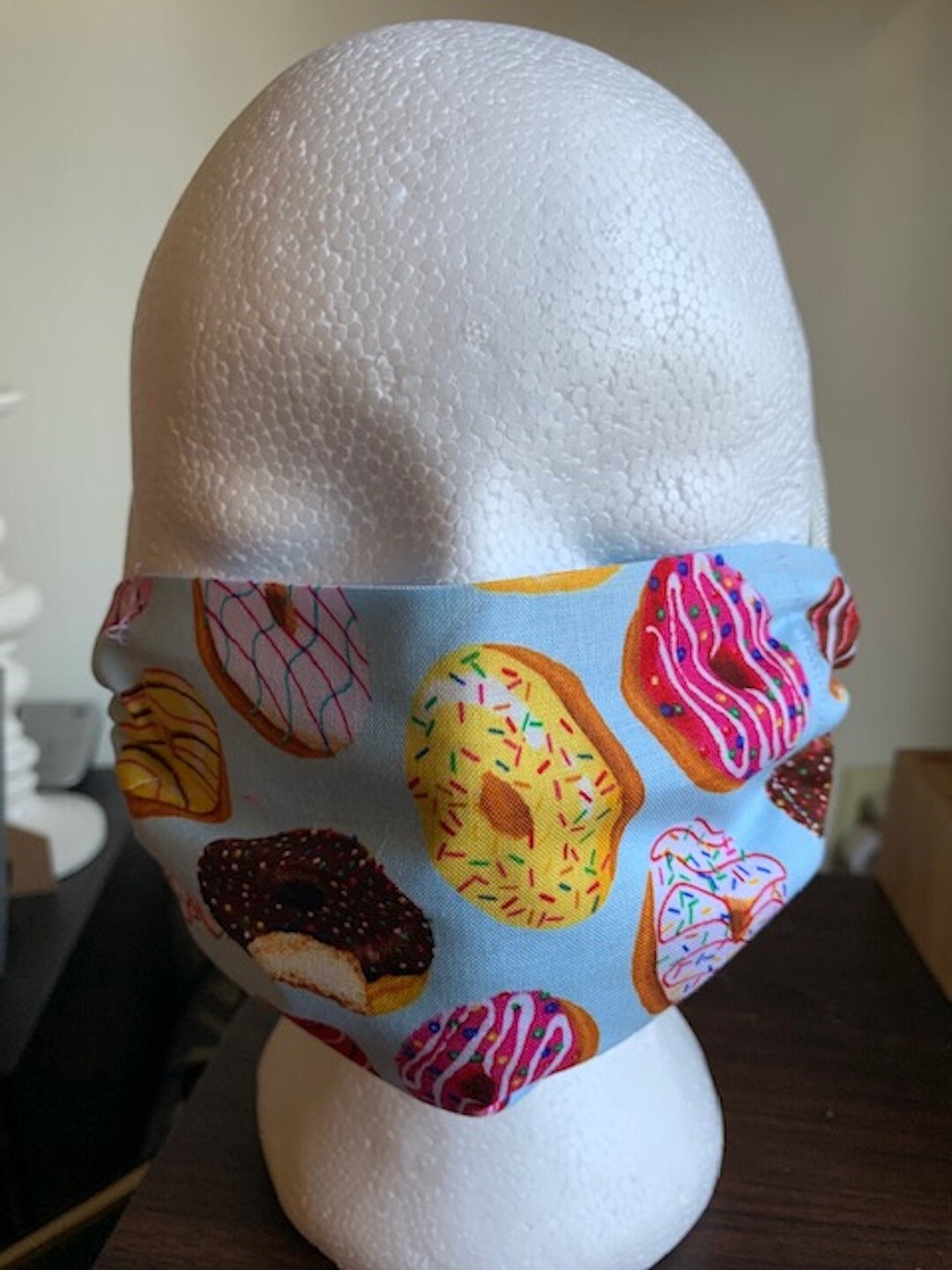 Sprinkle Donuts With Blue Firefly Cotton Face Mask/covering With Rope ...