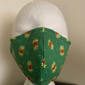 The Muppets Kermit Green and Black Reversible Face Mask & Covering With ...