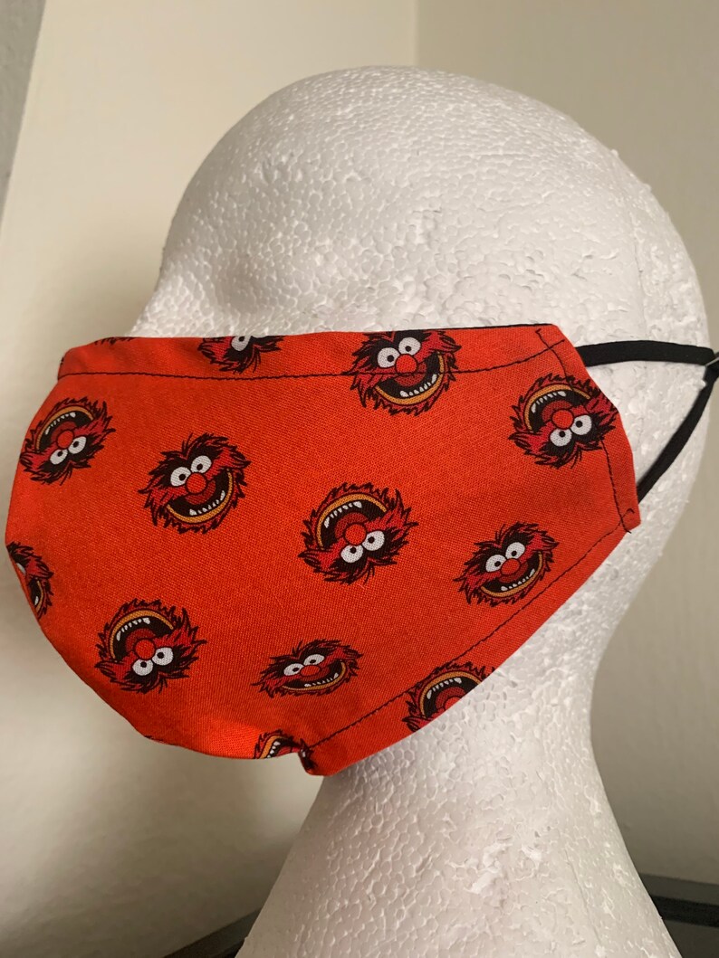 Muppet Animal and Black Reversible Face Mask & Covering With Elastic ...