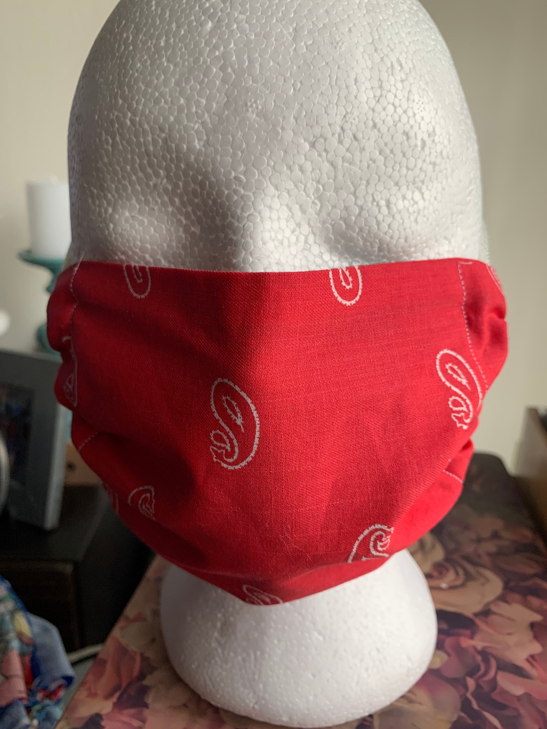 Red Cotton Bandana Face Mask & Covering With Rope Tie - Etsy