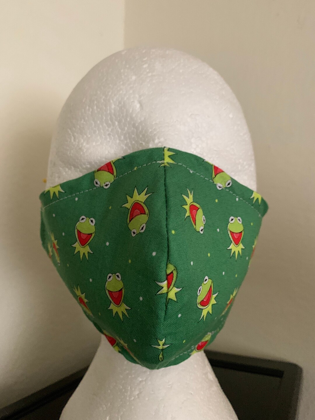 The Muppets Kermit Green and Black Reversible Face Mask & Covering With ...