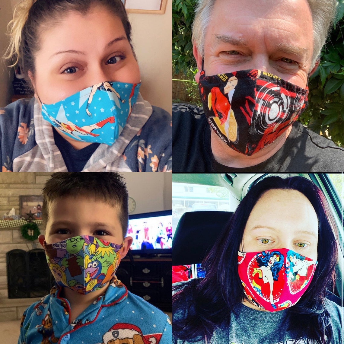 Muppet Animal and Black Reversible Face Mask & Covering With Elastic ...