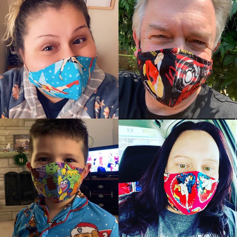 Muppet Animal and Black Reversible Face Mask & Covering With Elastic ...