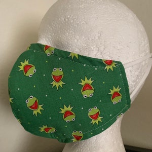 The Muppets Kermit Green and Black Reversible Face Mask & Covering With ...