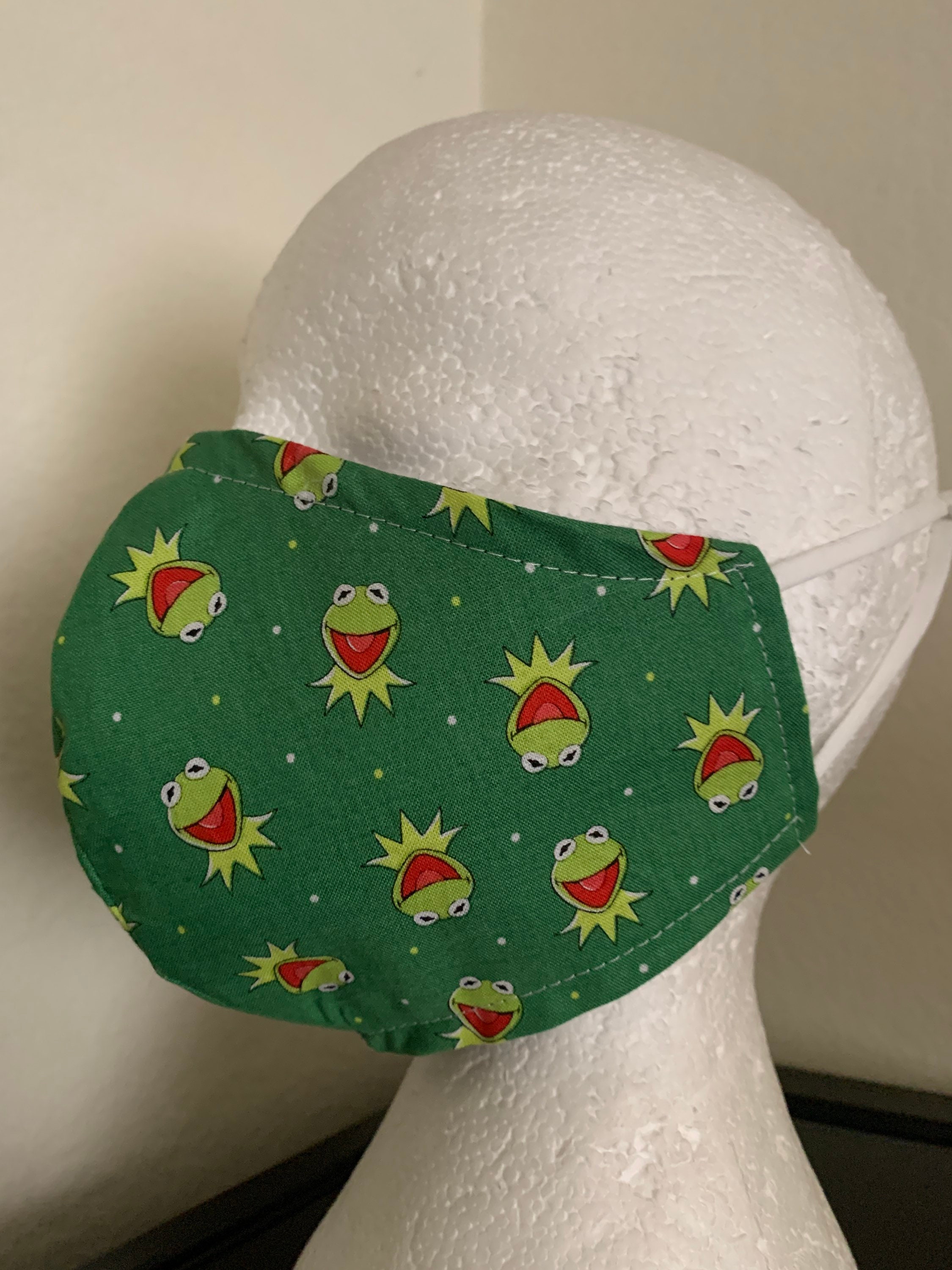The Muppets Kermit Green and Black Reversible Face Mask & Covering With ...