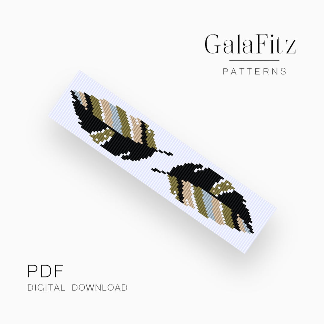 Bead Loom Pattern, Boho Feathers Beaded Pattern for Bead Loom Bracelet ...