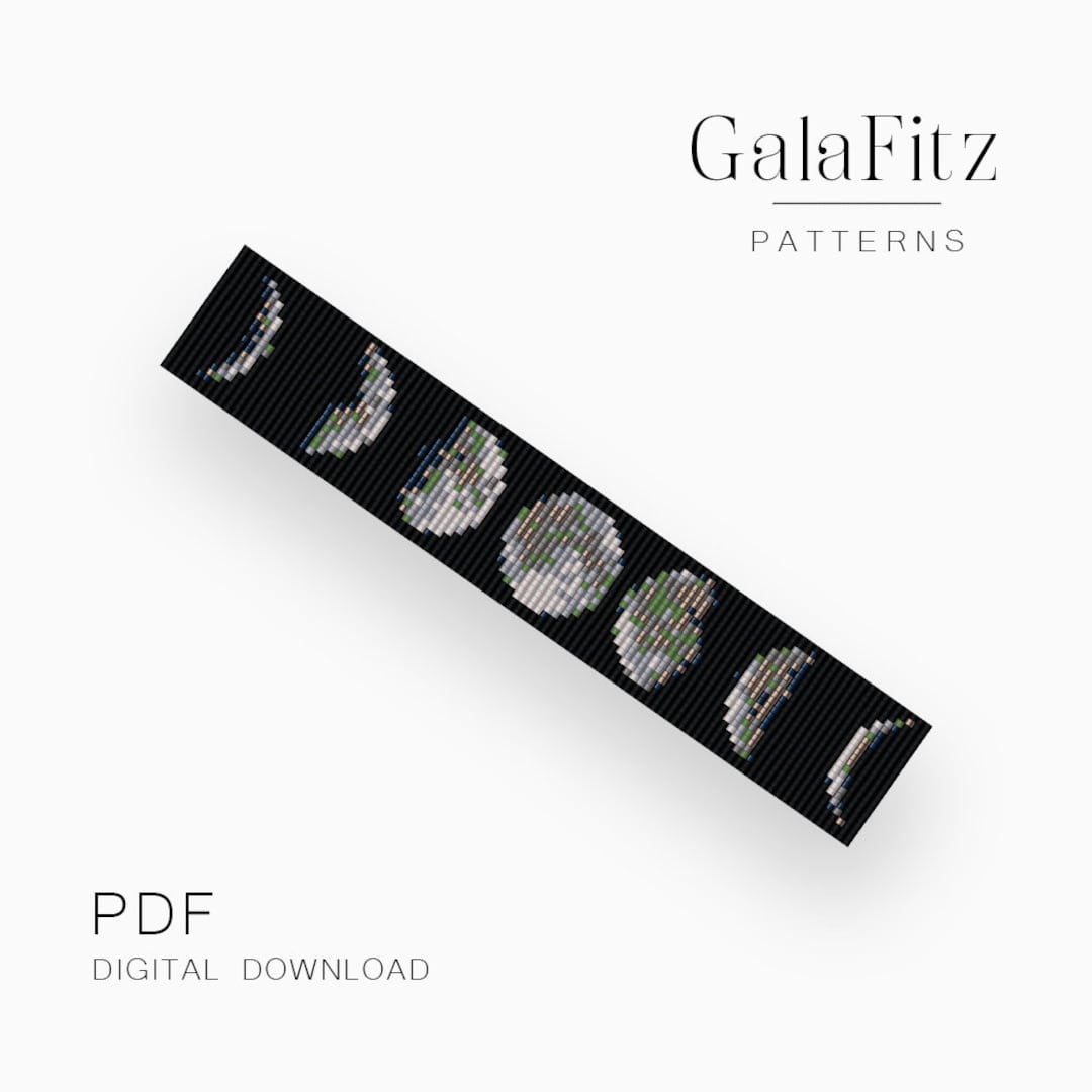 Moon Phases Bead Loom Pattern for Bracelet Making, Loom Beading Pattern ...