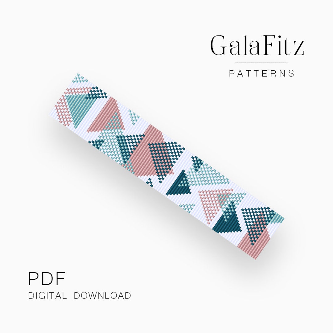 Abstract Geometry Bead Loom Pattern, Modern Beaded Bracelet Making, DIY ...