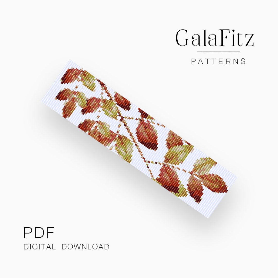Red Leaves Bead Loom Bracelet Making Pattern, Autumn Leaves Bead ...
