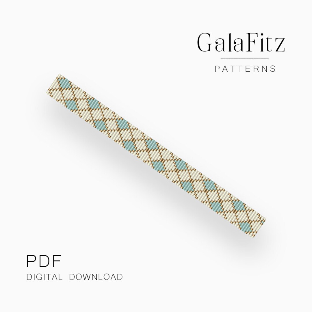 Golden Turquoise Net Bead Loom Pattern, Simple Geometry Loom Bead ...