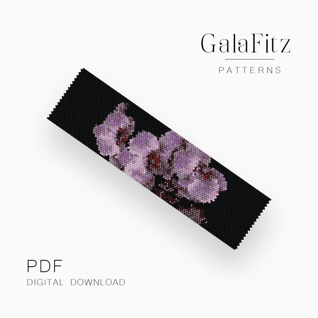 Purple Orchid Even and Odd Count Peyote Pattern, Floral Beading Peyote ...
