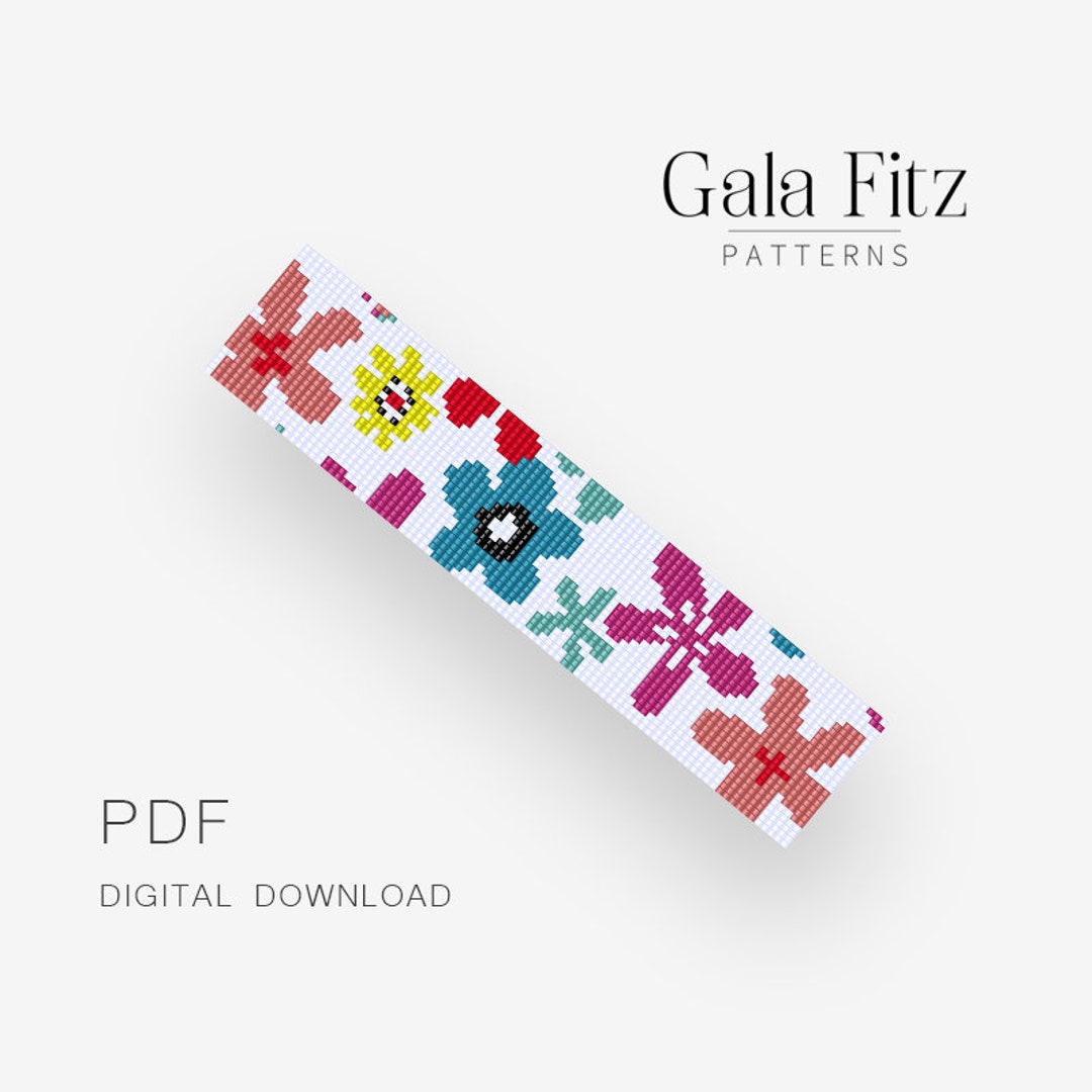 Bead Loom Pattern Colored Flowers Loomed Bracelet Pattern - Etsy