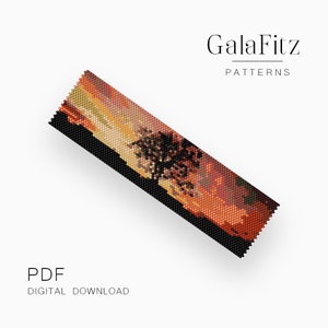 Sunset View Peyote Stitch Pattern, Beaded Bracelet Pattern, Nature ...