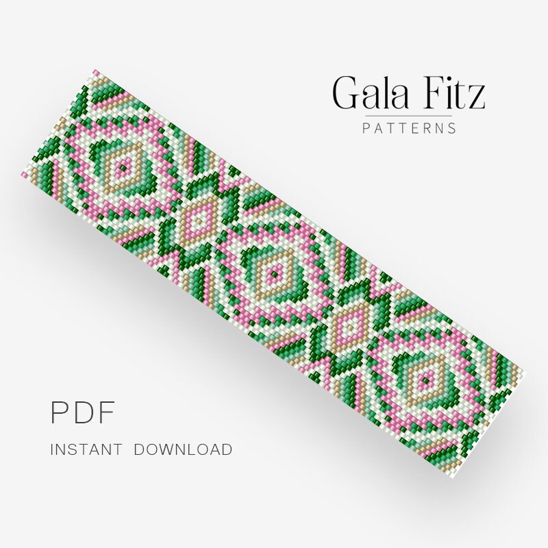 Peyote bracelet pattern Tribal wide cuff peyote stitch | Etsy