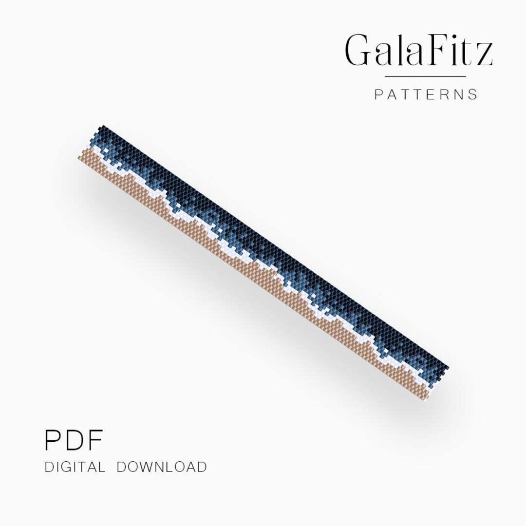 Ocean Wave Peyote Bracelet Pattern, Blue Sea Foam Design, Coastal Sand ...