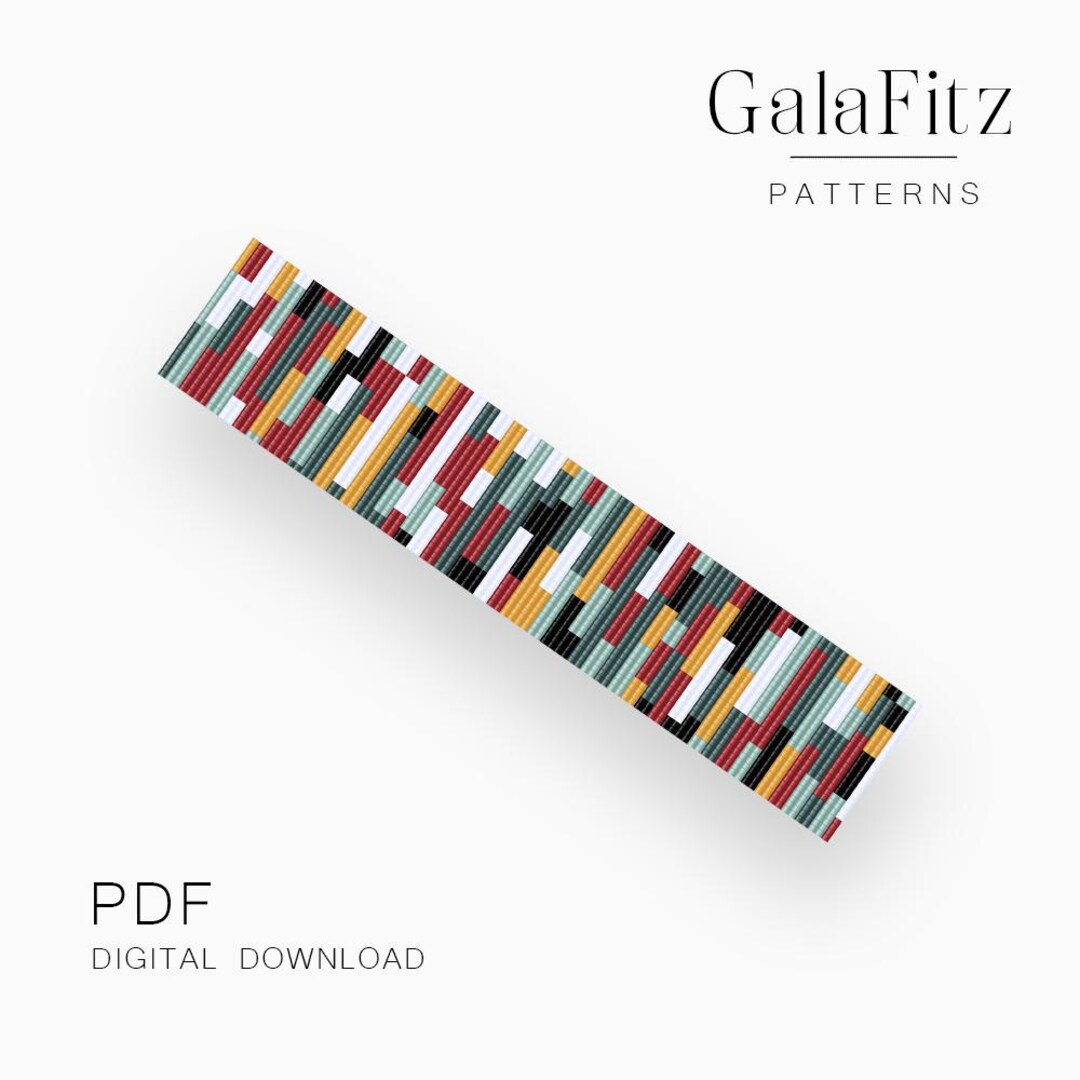 Colored Noise Bead Loom Pattern, Abstract Lined Looming Pattern for ...