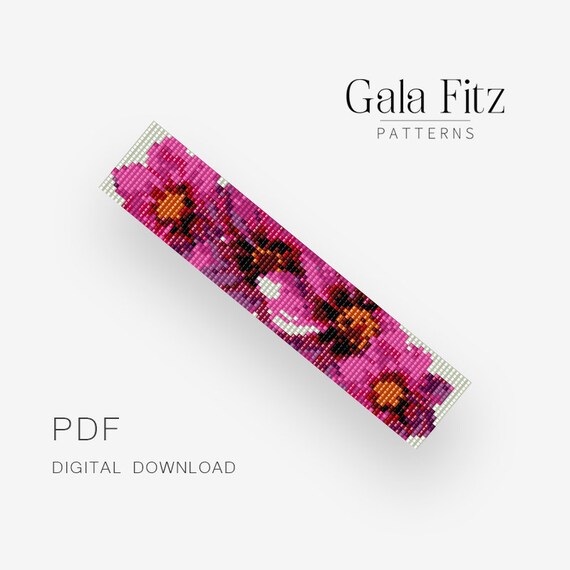 Pink Flowers Bead Loom Pattern Bead Stitch Flowers Summer | Etsy