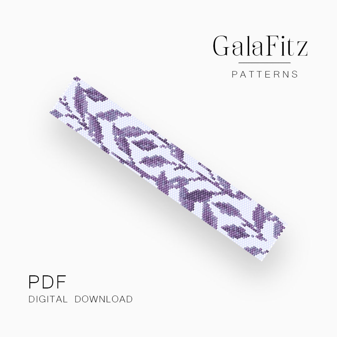 Purple Leaves Even and Odd Count Peyote Pattern, Floral Abstraction ...