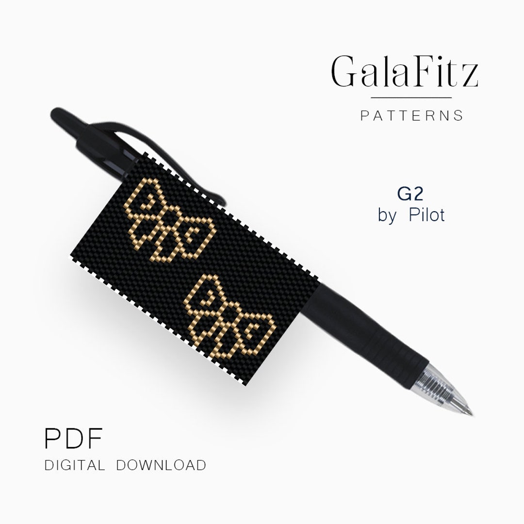 Golden Bows Pen Wrap Pattern for G2 Pen by Pilot, Black and Gold Peyote ...