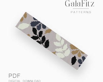 Frosted Leaves Even and Odd Count Peyote Stitch Pattern for Bracelet ...