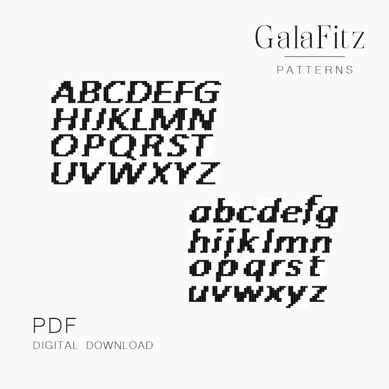Bead Loom Font Alphabet Pattern PDF Pattern, Italic A–Z Slanted Letters ...