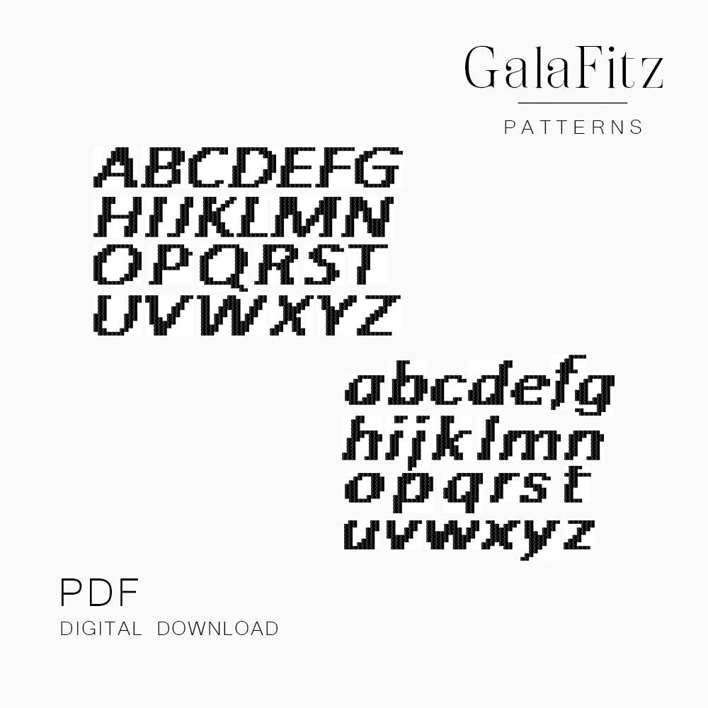 Bead Loom Font Alphabet Pattern PDF Pattern, Italic A–Z Slanted Letters ...