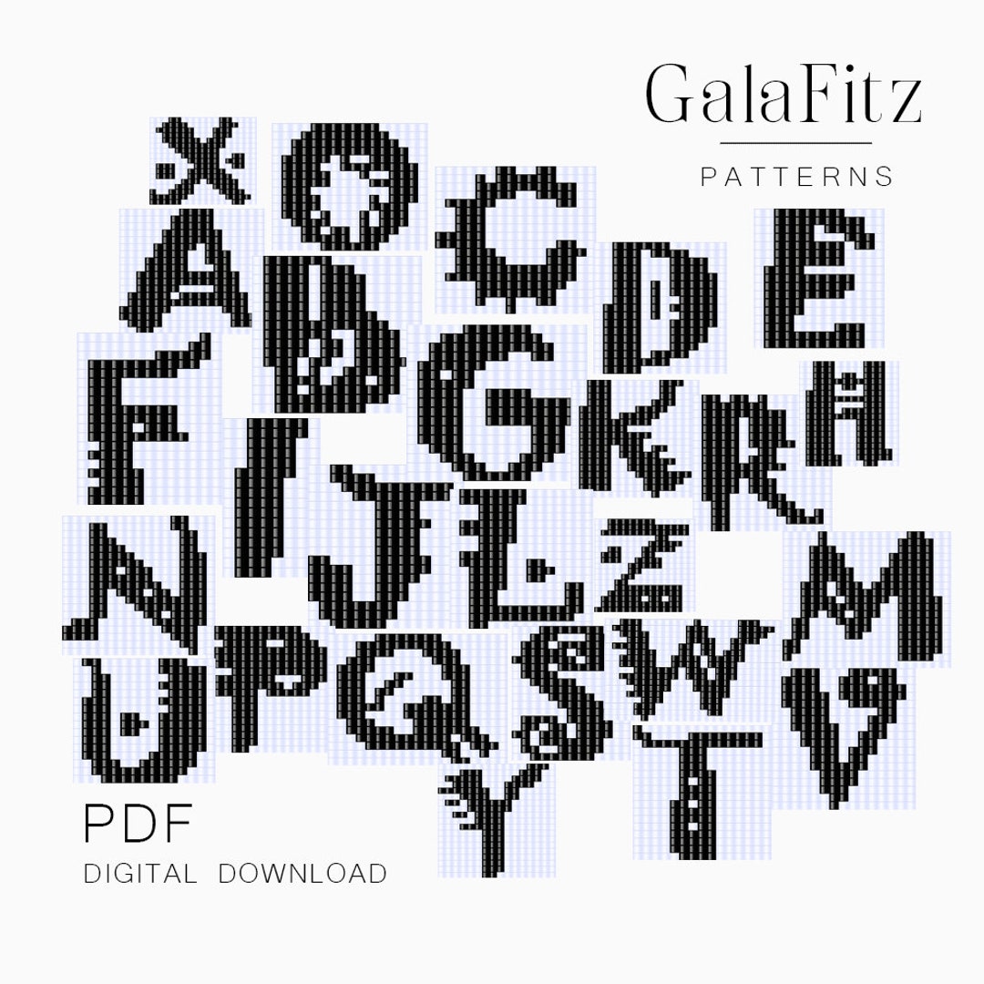 Alphabet Letters Bead Loom Pattern Fancy Font Bead Weaving - Etsy