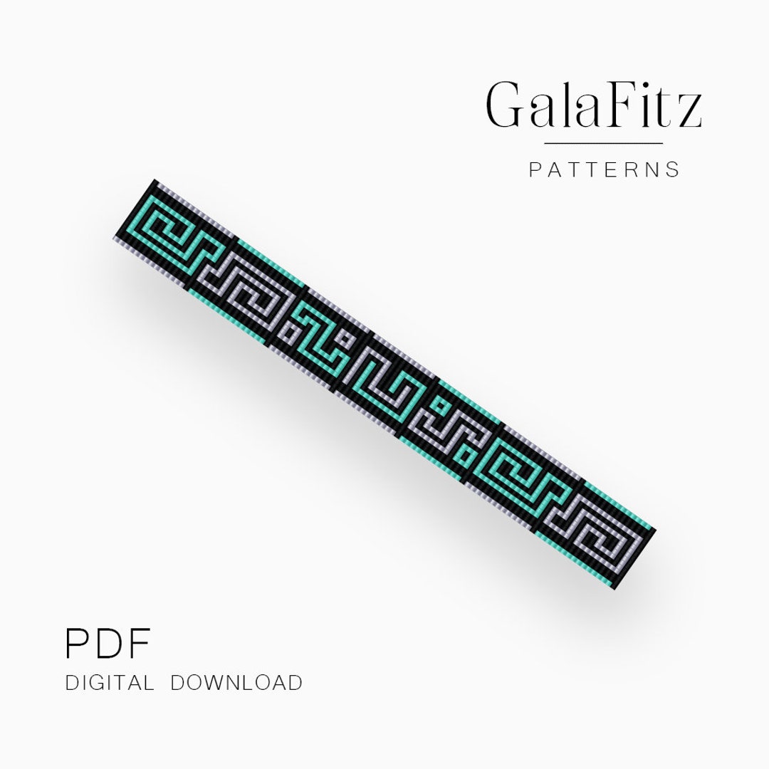 Ancient Greek Key Bead Loom Pattern, Geometric Greek Meander Bracelet ...
