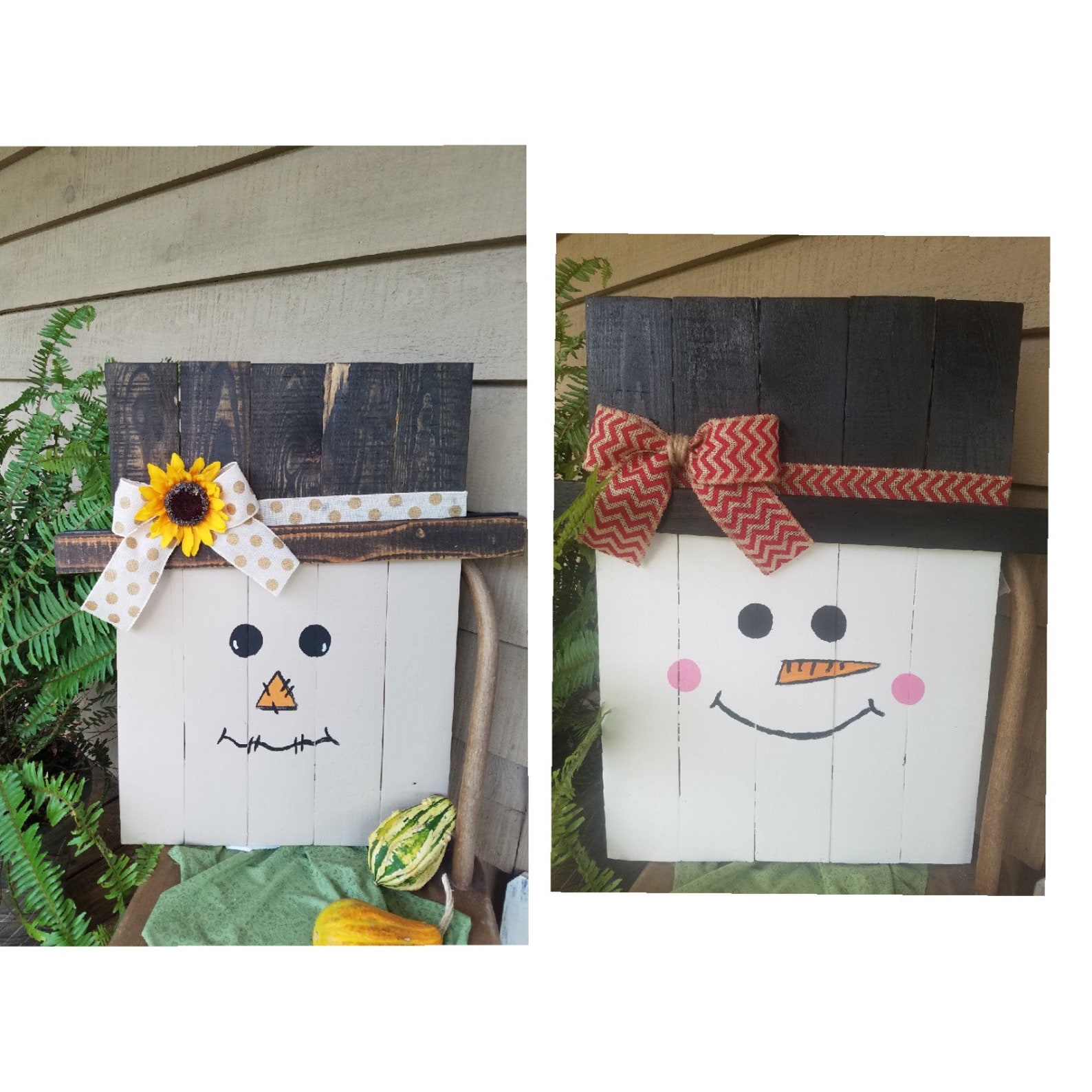 Scarecrow and Snowman Wooden Pallet Decoration (reversible Option ...
