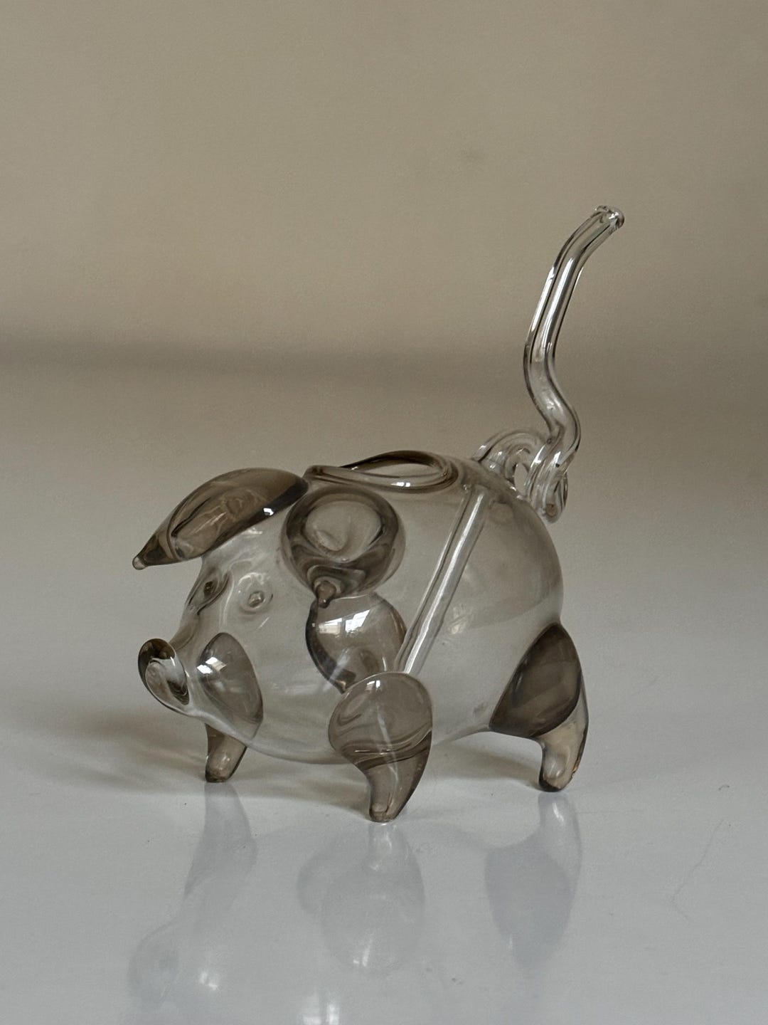 Old Blown Glass Pig With Straw - Etsy