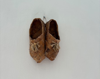 Birch Bark Basket Sweden Shoe Clog Basket Old Handmade Birch Bark Shoe ...