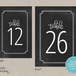 Printable Table Numbers 1-40, Chalkboard, Hand Lettered, Wedding DIY ...