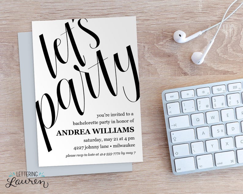 Let's Party Invitation Template, Bachelorette, Birthday, Celebration ...