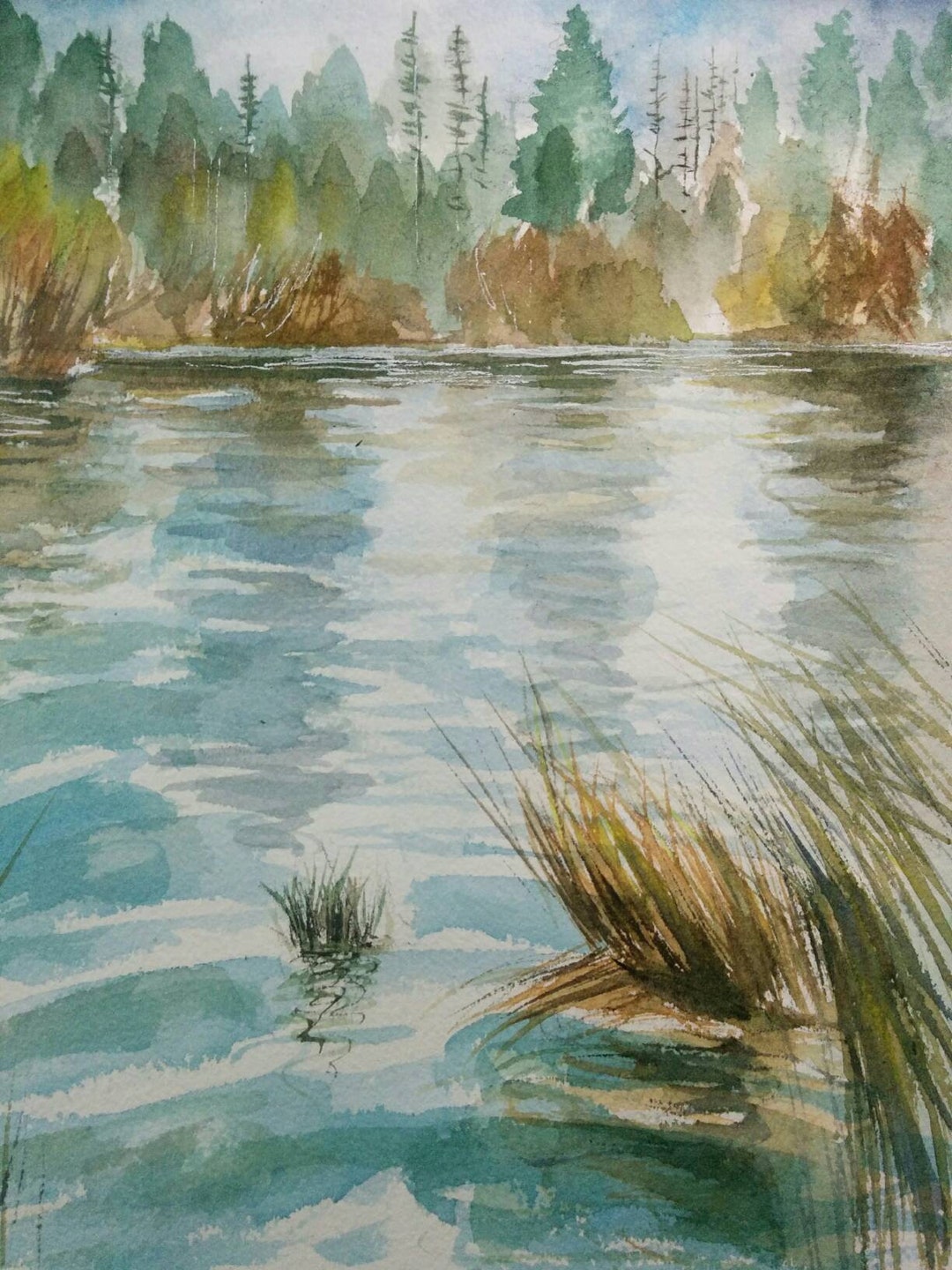Hand Painted Watercolour Lake at Ellwood Park 8x10 - Etsy