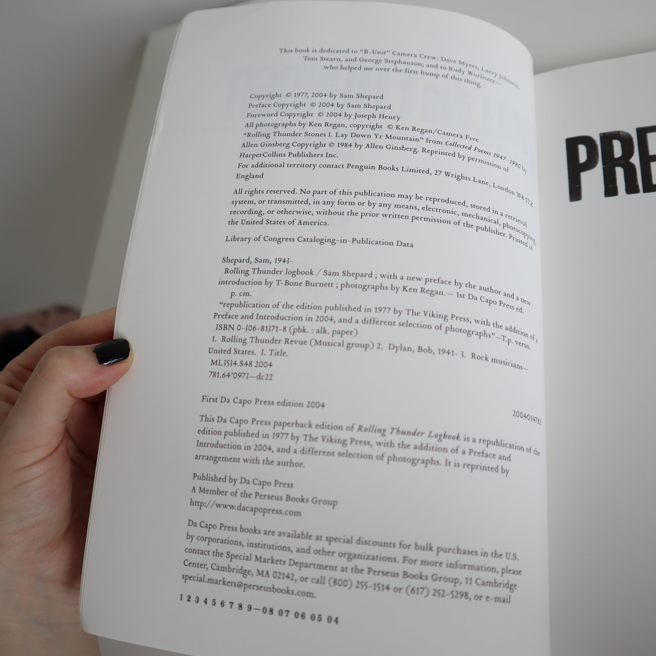 Vintage Book the Rolling Thunder Logbook by Sam Shepard, First De Capo ...