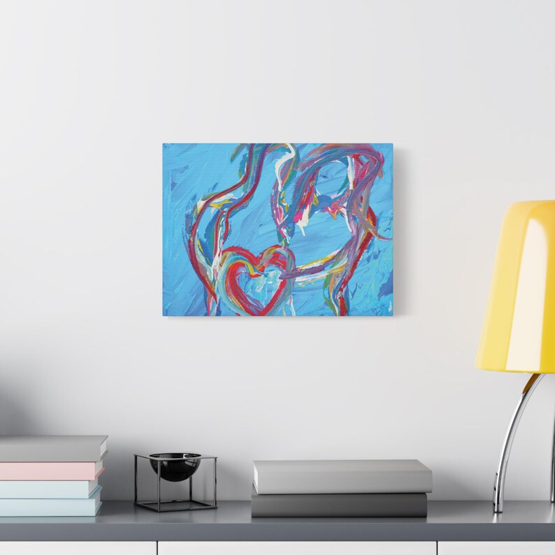 Canvas Wall Art, Abstract Human Figure Painting, Blue Red, Unique Home ...