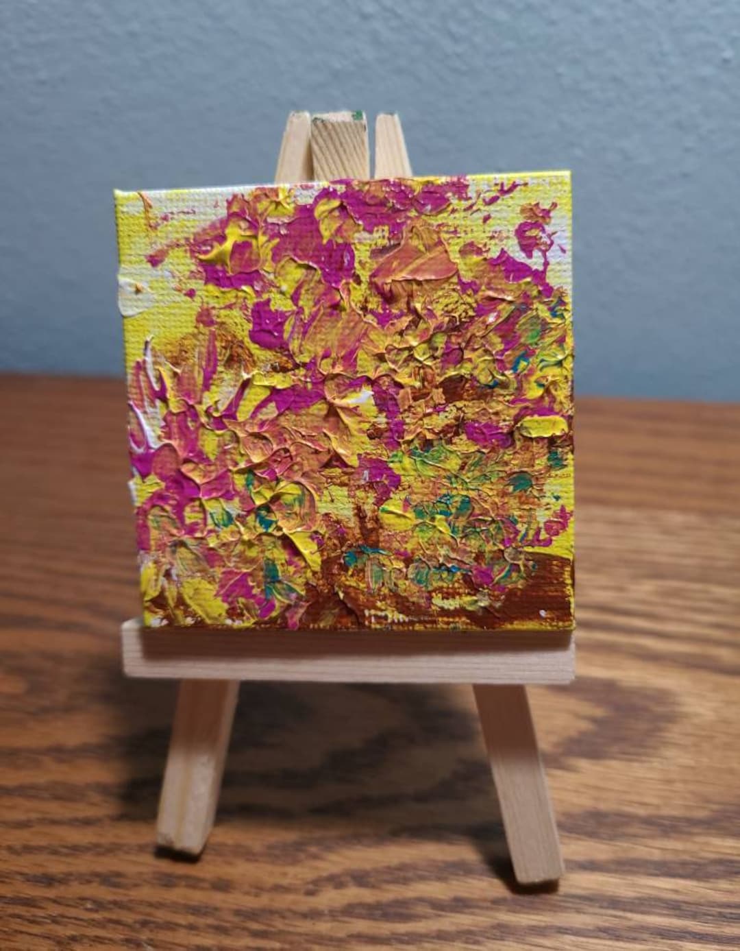 Magenta Abstract (miniature Acrylic Painting With Easel) - Etsy